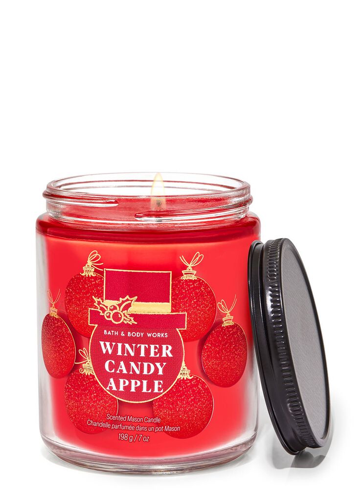 Buy Winter Candy Apple Mason Single Wick Candle Online | Bath & Body ...